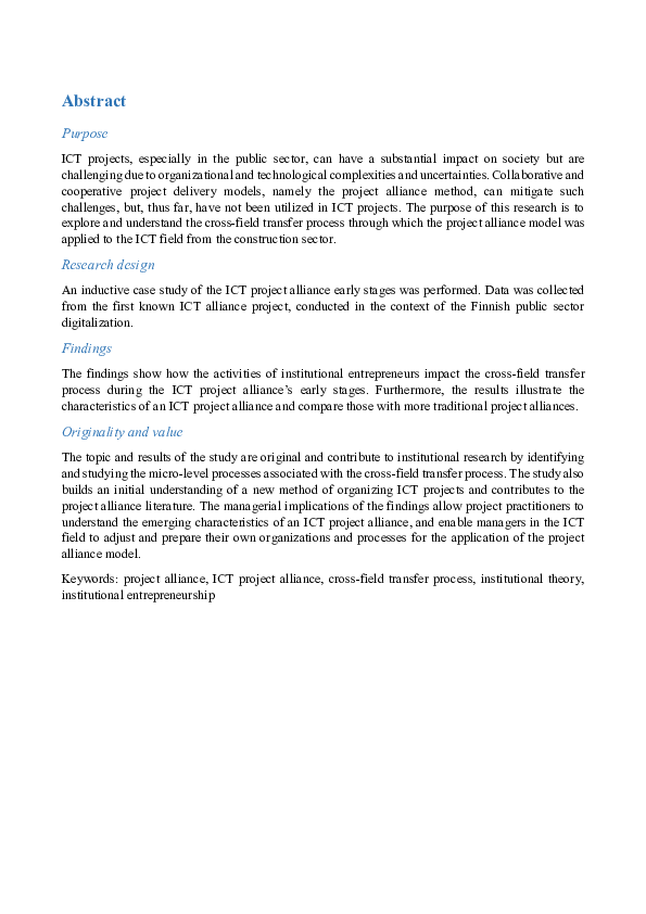 (PDF) The birth of an ICT project alliance