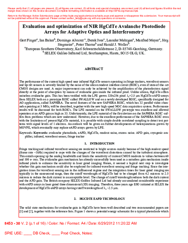 (PDF) Evaluation and optimization of NIR HgCdTe avalanche photodiode arrays for adaptive optics ...