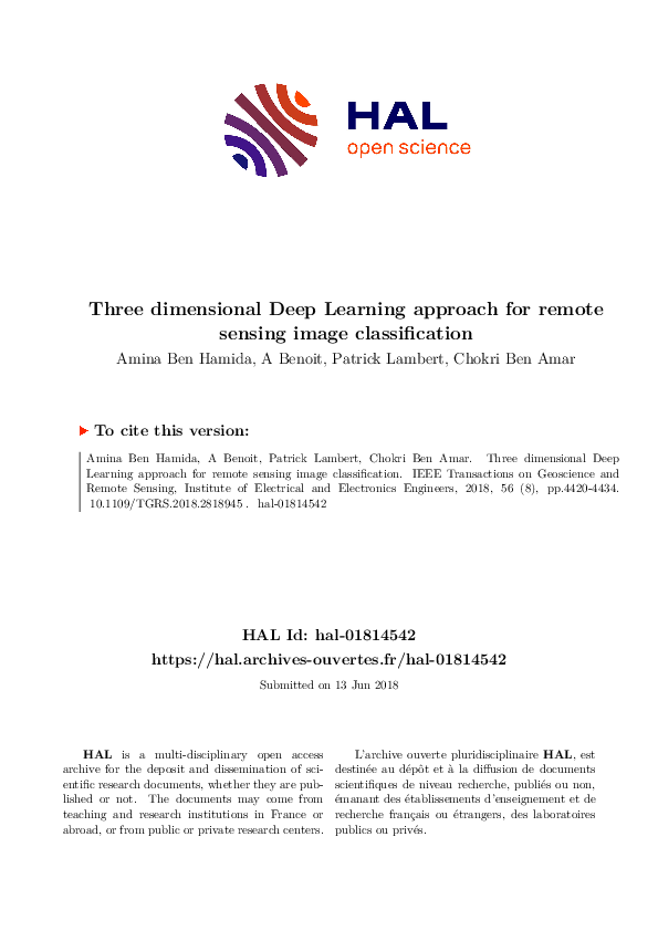 (PDF) 3-D Deep Learning Approach for Remote Sensing Image Classification