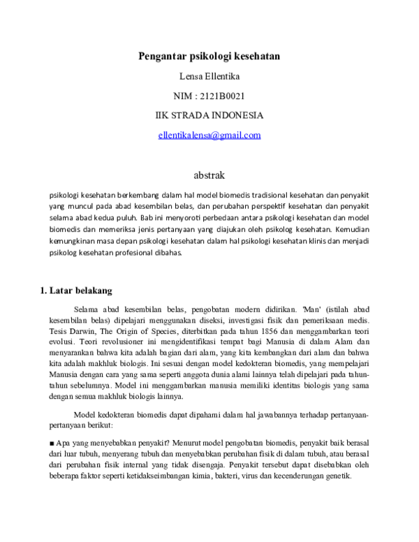 Doc Pengantar Psikologi Kesehatan