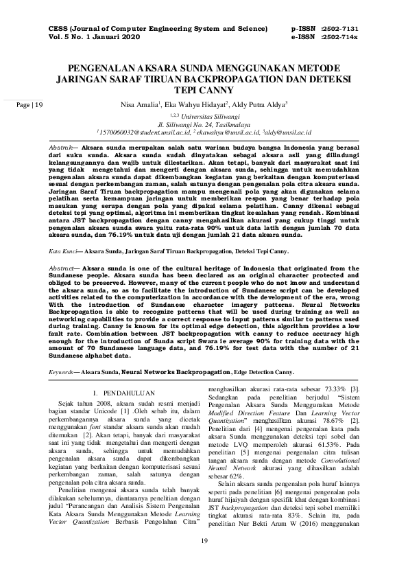 (PDF) Pengenalan Aksara Sunda Menggunakan Metode Jaringan Saraf Tiruan Backpropagation Dan ...