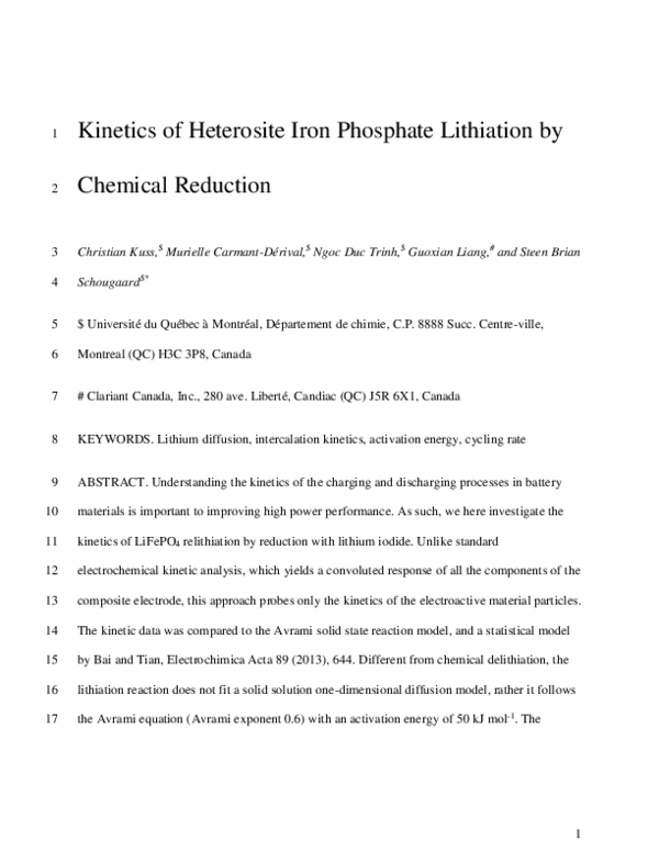 (PDF) Kinetics of Heterosite Iron Phosphate Lithiation by Chemical ...