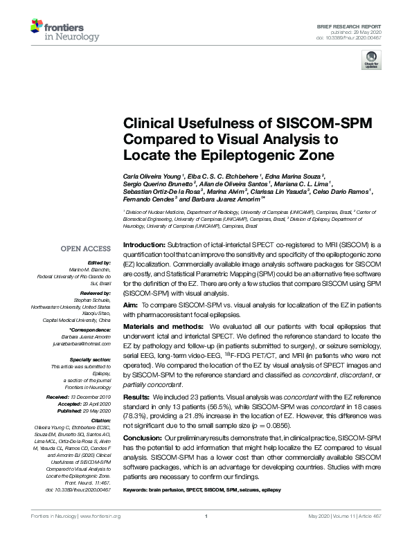 (PDF) Clinical Usefulness of SISCOM-SPM Compared to Visual Analysis to Locate the Epileptogenic Zone