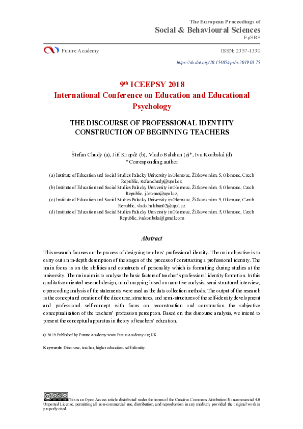 (PDF) The Discourse Of Professional Identity Construction Of Beginning ...