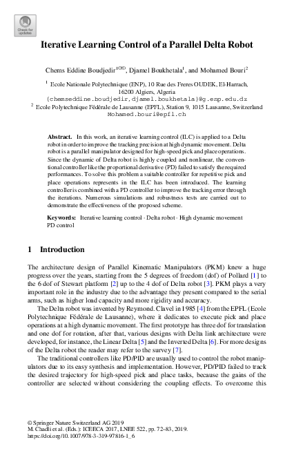 (PDF) Iterative Learning Control of a Parallel Delta Robot