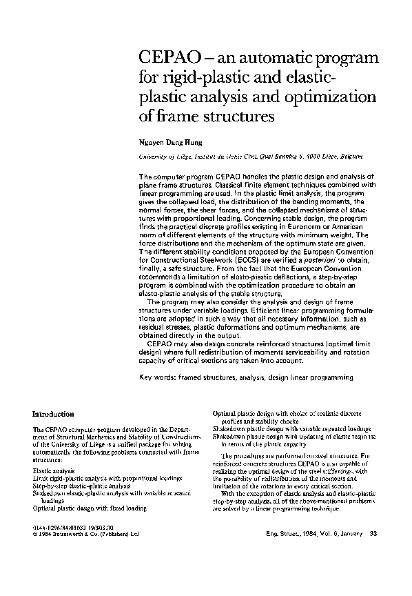 (PDF) CEPAO—an automatic program for rigid-plastic and elastic-plastic analysis and optimization ...