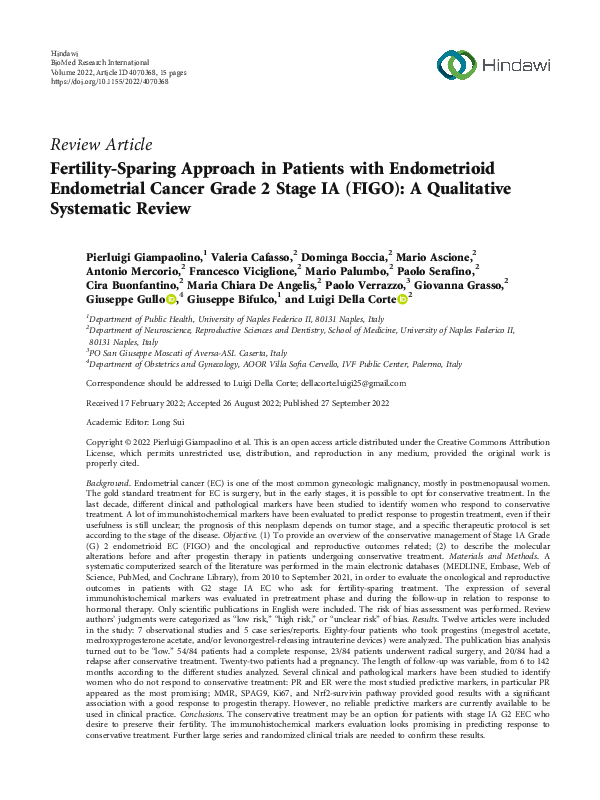 (PDF) Fertility-Sparing Approach in Patients with Endometrioid ...