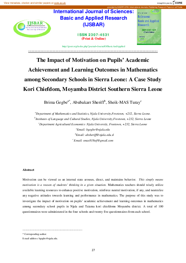 (PDF) The Impact of Motivation on Pupils