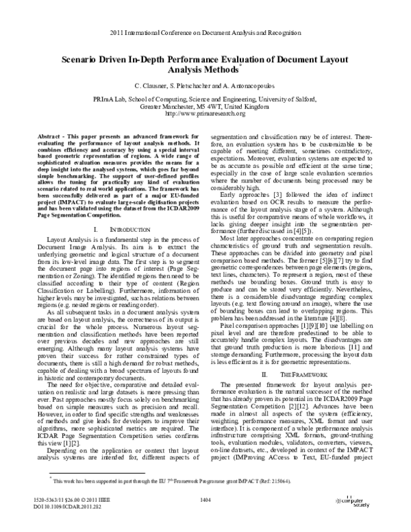(PDF) Scenario Driven In-depth Performance Evaluation of Document Layout Analysis Methods