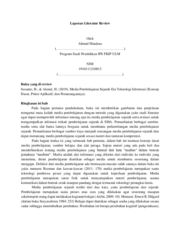 (PDF) Laporan Literatur Review Ahmad Maulana
