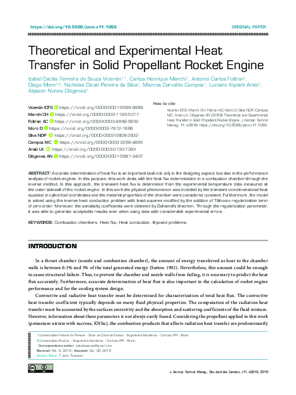 (PDF) Theoretical and Experimental Heat Transfer in Solid Propellant ...