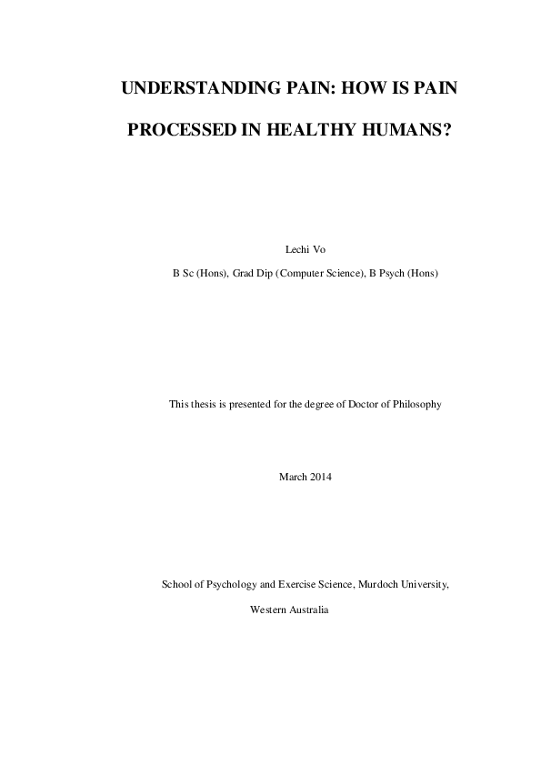 (PDF) Understanding pain: How is pain processed in healthy humans?