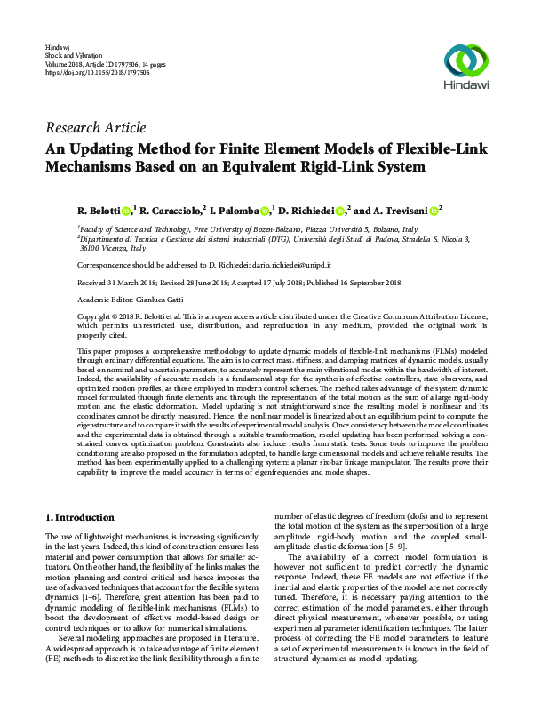 (PDF) An Updating Method for Finite Element Models of Flexible-Link ...
