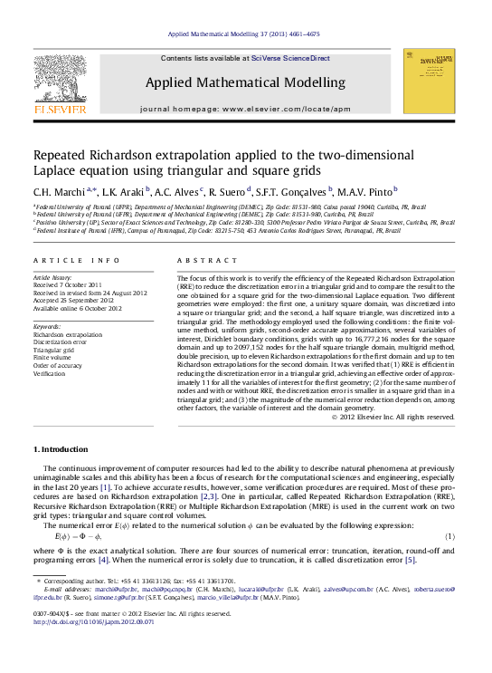 (PDF) Repeated Richardson extrapolation applied to the two-dimensional Laplace equation using ...