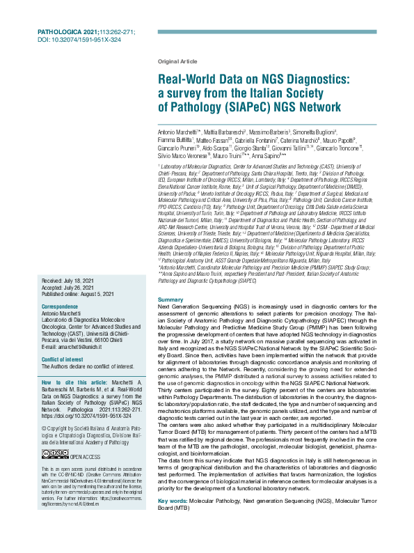 (PDF) Real-World Data on NGS Diagnostics: a survey from the Italian ...