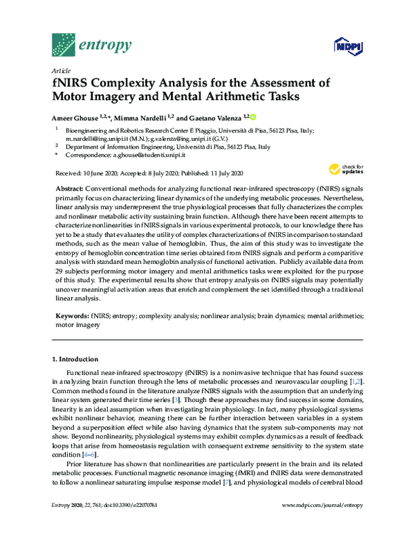 (PDF) fNIRS Complexity Analysis for the Assessment of Motor Imagery and ...
