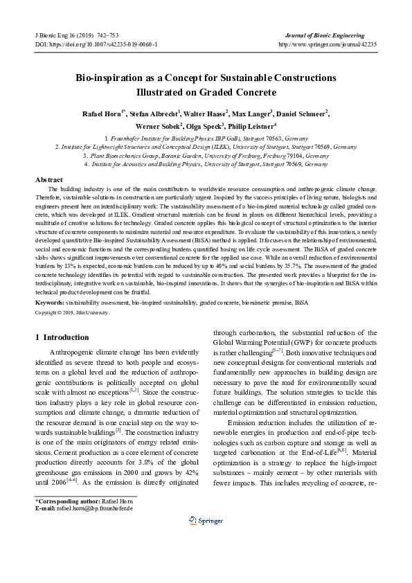 (PDF) Bio-inspiration as a Concept for Sustainable Constructions ...