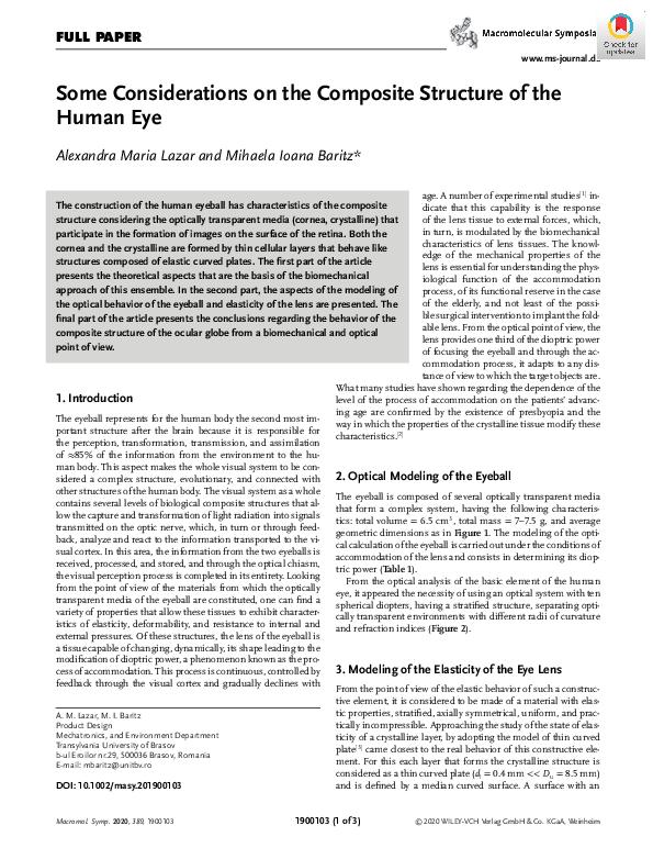 (PDF) Some Considerations on the Composite Structure of the Human Eye