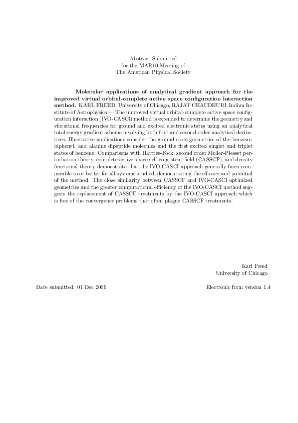 Pdf Molecular Applications Of Analytical Gradient Approach For The Improved Virtual Orbital