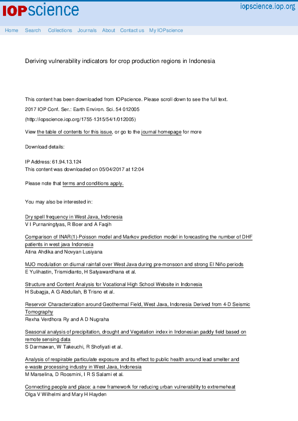 (PDF) Deriving vulnerability indicators for crop production regions in ...