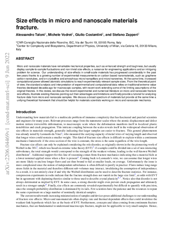 (PDF) Size effects in micro and nanoscale materials fracture