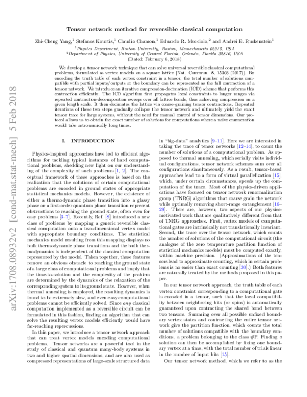 Pdf Efficient Tensor Network For Reversible Computation