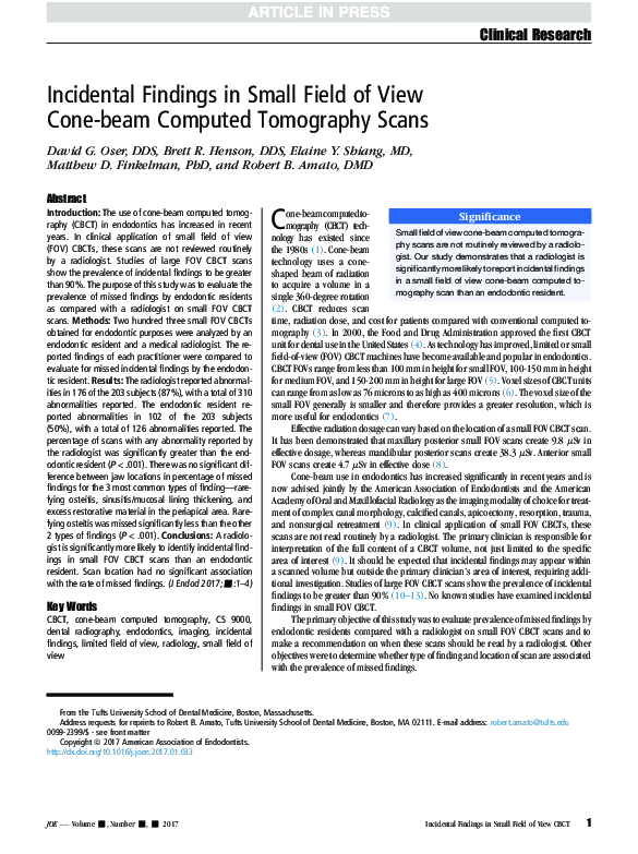(PDF) Incidental Findings in Small Field of View Cone-beam Computed ...
