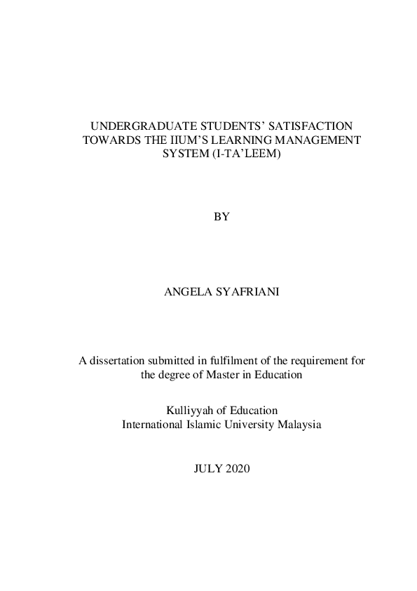 (PDF) Undergraduate students' satisfaction towards the IIUM's learning ...