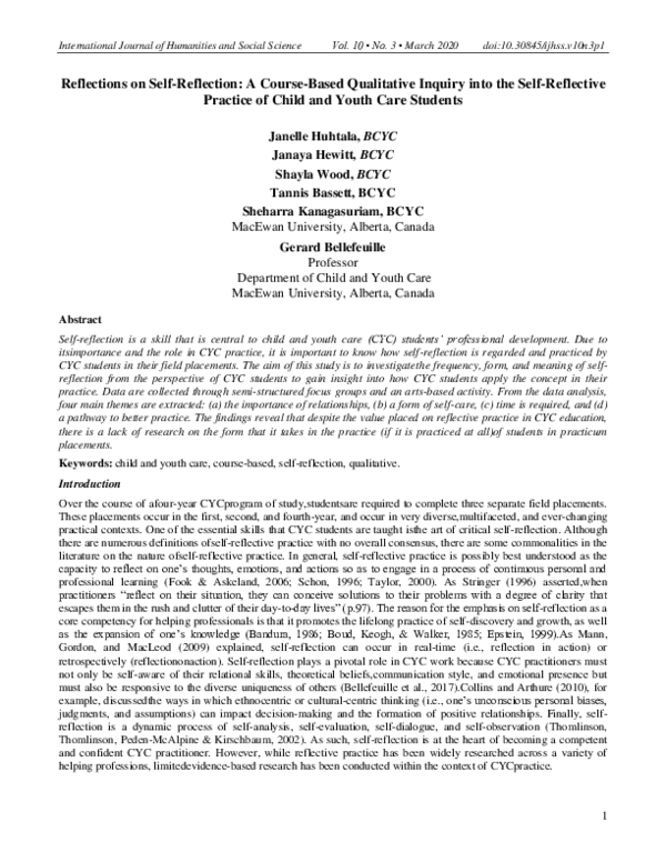 (PDF) Reflections on Self-Reflection: A Course-Based Qualitative ...