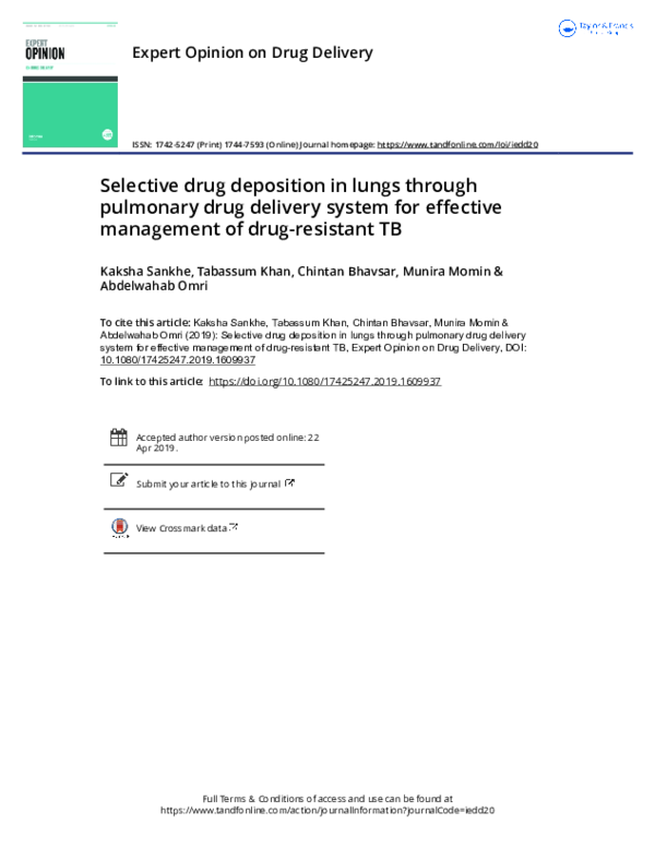 (PDF) Selective drug deposition in lungs through pulmonary drug ...