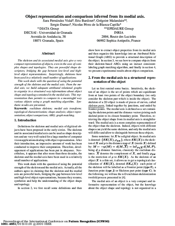 (PDF) Object representation and comparison inferred from its medial axis
