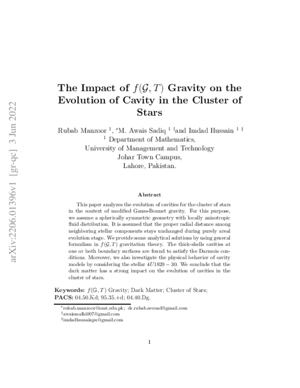 (PDF) The Impact of $f(\mathcal{G}, T)$ Gravity on the Evolution of ...