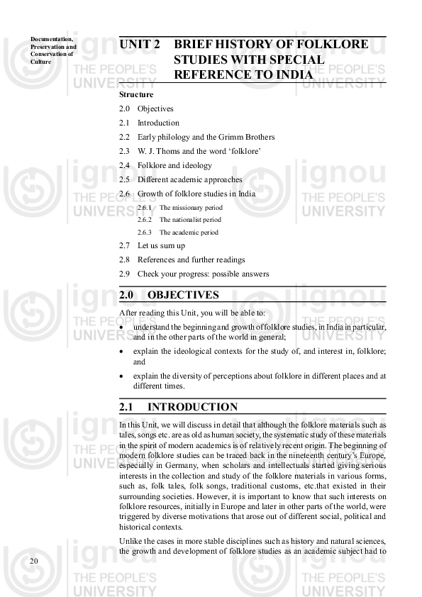 (PDF) Unit-2 Brief History Of Folklore Studies With Special Reference ...