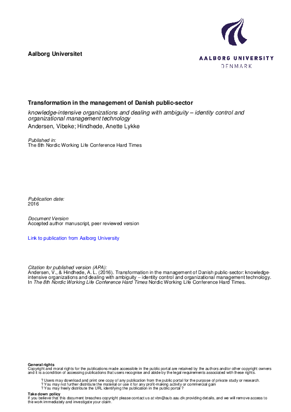 (PDF) Transformation in the management of Danish public-sector ...