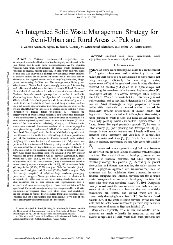 (PDF) An Integrated Solid Waste Management Strategy for Semi-Urban and ...