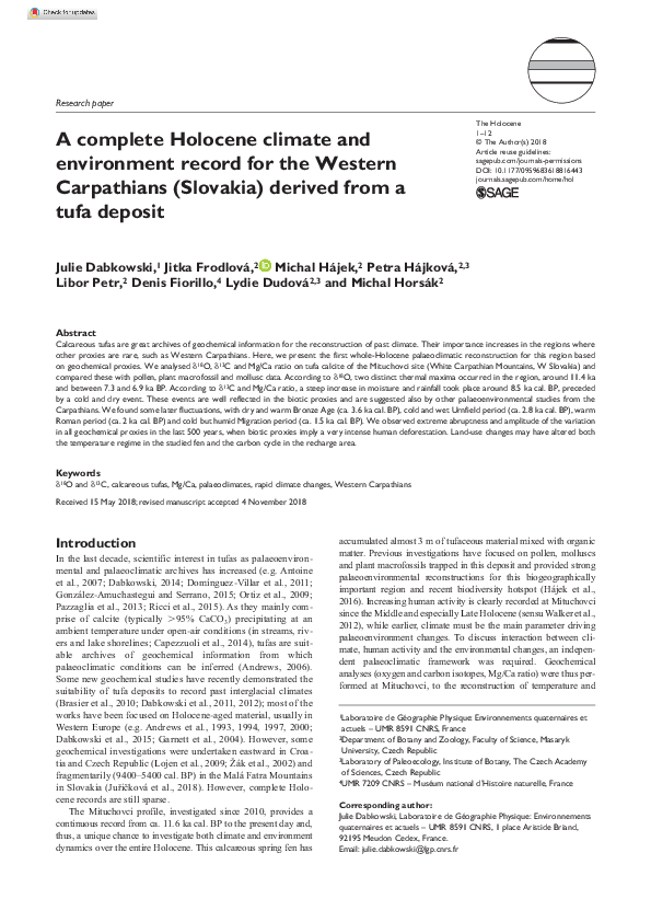 (PDF) A complete Holocene climate and environment record for the ...