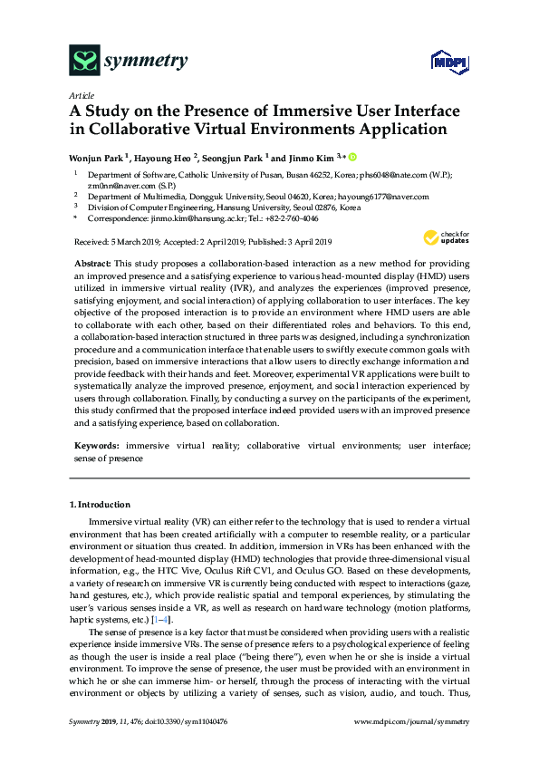 (PDF) A Study on the Presence of Immersive User Interface in ...