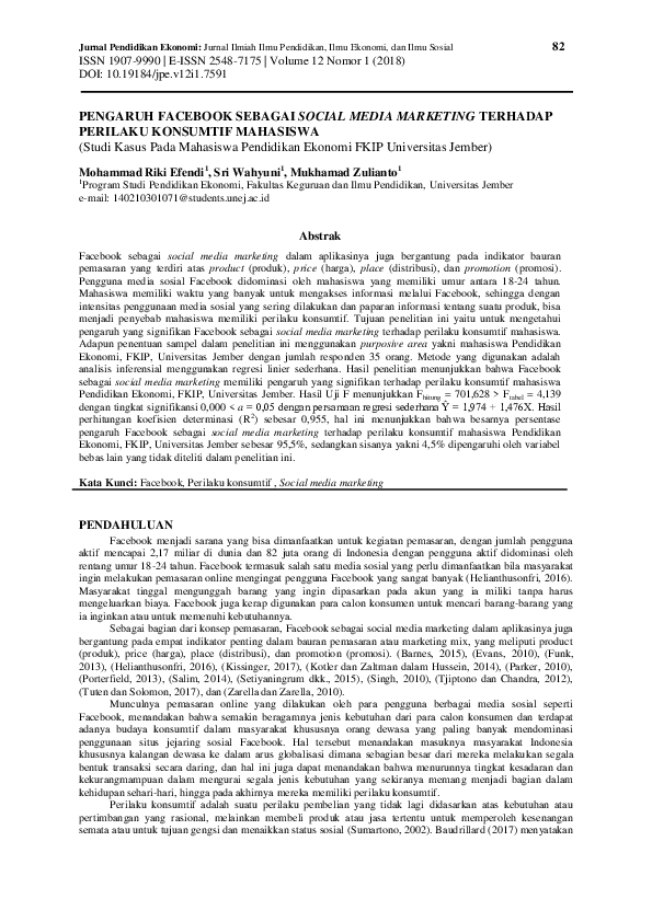 (PDF) Pengaruh Facebook Sebagai Social Media Marketing Terhadap Perilaku Konsumtif Mahasiswa ...