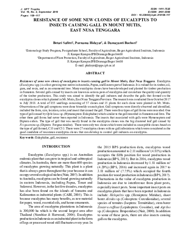 (PDF) Resistance of Some New Clones of Eucalyptus to Insects Causes ...