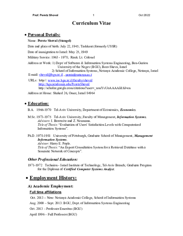 (PDF) Curriculum Vitae