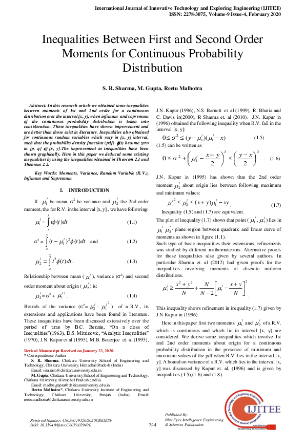 (PDF) Inequalities Between First and Second Order Moments for ...