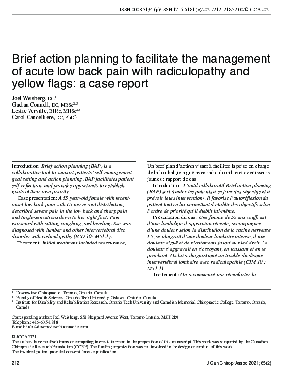 (PDF) Brief action planning to facilitate the management of acute low ...
