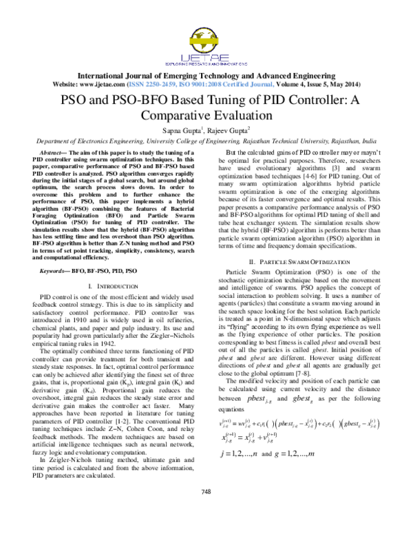 (PDF) PSO and PSO-BFO Based Tuning of PID Controller: A Comparative Evaluation