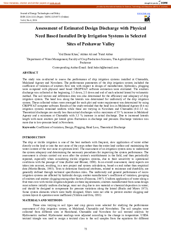 (PDF) Assessment of Estimated Design Discharge with Physical Need Based ...