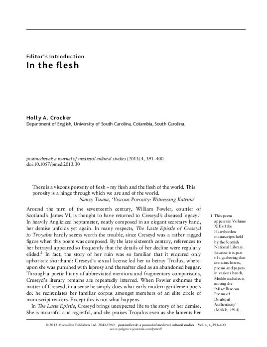 (PDF) In the flesh | Holly Crocker - Academia.edu