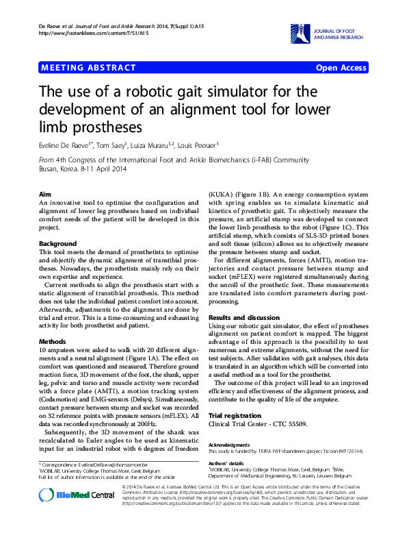 (PDF) The use of a robotic gait simulator for the development of an ...