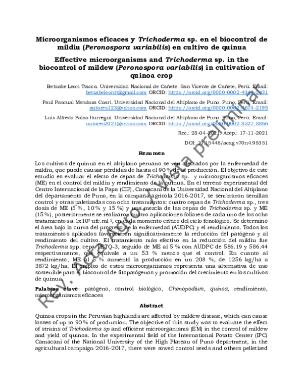 (PDF) Microorganismos eficaces y Trichoderma sp. en el biocontrol de ...
