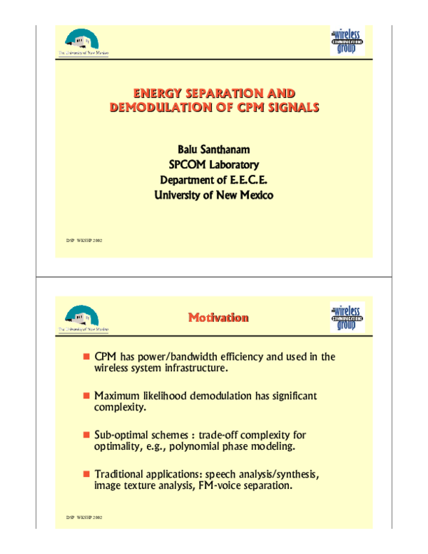 (PDF) Energy separation and demodulation of CPM signals