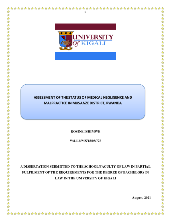 (PDF) A DISSERTATION SUBMITTED TO THE SCHOOL/FACULTY OF LAW IN PARTIAL ...