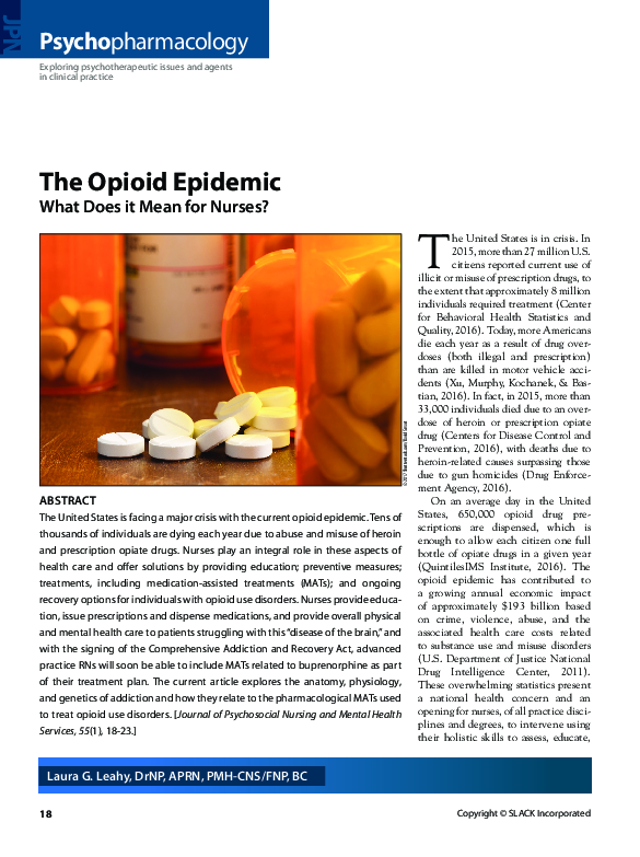 Pdf The Opioid Epidemic What Does It Mean For Nurses Laura Leahy